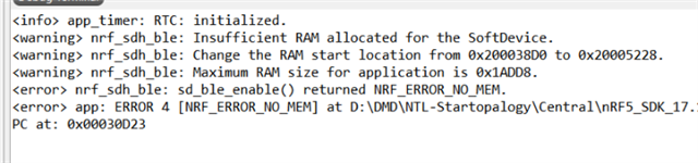 Nrf Sdh Ble Enable Return Nrf Error No Mem Nordic Qanda Nordic