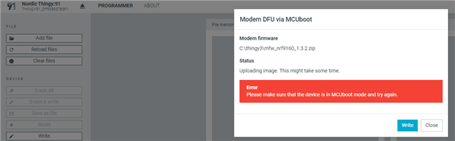Thingy91 modem firmware update - Nordic Q&A - Nordic DevZone - Nordic DevZone