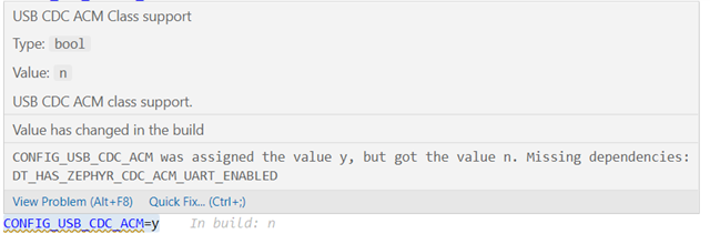 Missing dependencies: DT_HAS_ZEPHYR_CDC_ACM_UART_ENABLED - Nordic Q&A - Nordic DevZone - Nordic ...