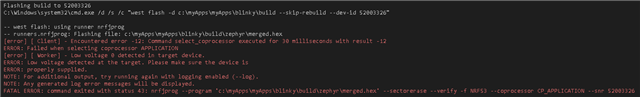 NRFJPROG "Low voltage 0 detected in target device." (5340) - Nordic Q&A - Nordic DevZone ...