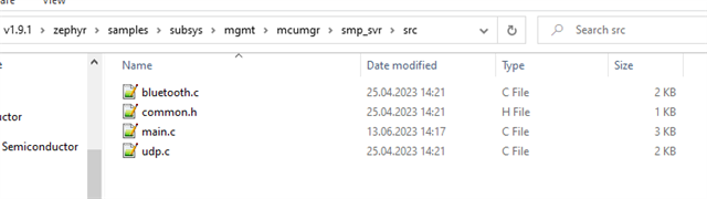 In BLE DFU over Bluetooth sample provided, where is the SMP characteristic or service is being ...