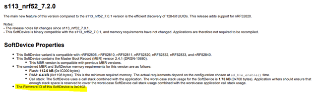Firmware ID for Soft Device S113 and S140 - Nordic Q&A - Nordic DevZone - Nordic DevZone