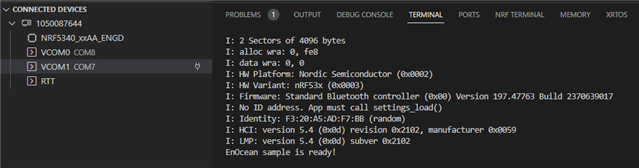 I don't get the desired results from running BLE sample from enocean ...