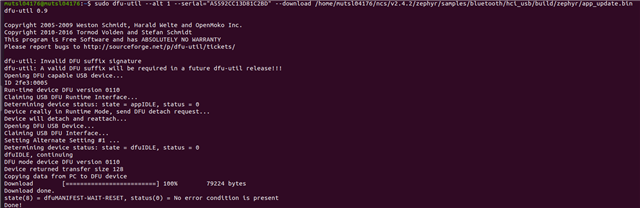 Bluetooth Hci Usb Program Does Not Work After Uploading It Through Dfu On Nrf5340 Dk Board