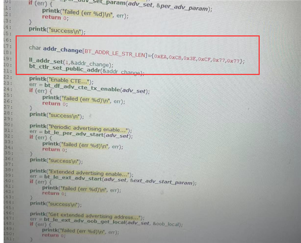 How to change Mac address in direction_finding_connectionless_tx example - Nordic Q&A - Nordic ...