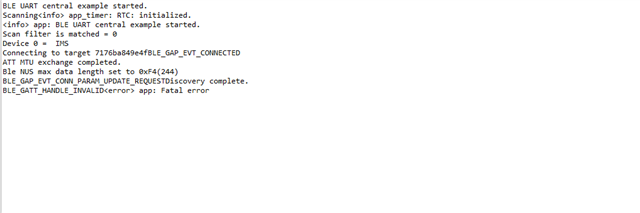 Ble Gatt Handle Invalid With Ble Central Example And Nrf Connect For Mobile Advertiser Nordic