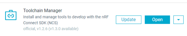 Problem with Toolchain Manager 1.3.0 and older NCS SDKs - Nordic Q&A - Nordic DevZone - Nordic ...