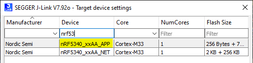 Creating a ne Board based on nRF5340 which not fit to available devices at jlink Setup - Nordic ...