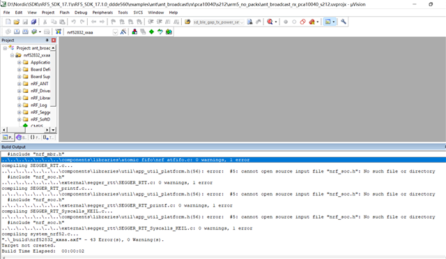 Ant Example In Nrf5sdk171 Can Not Compile Nordic Qanda Nordic Devzone Nordic Devzone