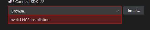 nrf Connect for VS Code Can't Select SDK - Nordic Q&A - Nordic DevZone - Nordic DevZone