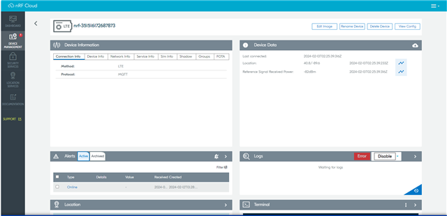 Getting Alert message in nRF cloud in Device Management - Nordic Q&A - Nordic DevZone - Nordic ...