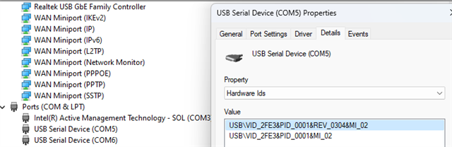 COM6 is working in the code, but I can not send a data to COM5 ...