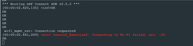 WiFi sample in DevAcademy course could not connect to the AP - Nordic Q&A - Nordic DevZone ...