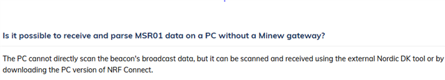 which nordic module is able to connect to minew msr01 milimeter wave ...