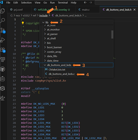 ncs lbs example: how to setup vscode, to make "go to definition" pointing to real .c ...