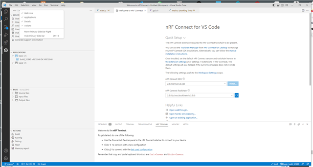 vsccode with uncomplete nrf extension tabs - Nordic Q&A - Nordic ...