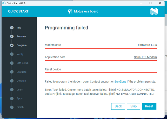 Can not load FW during Quick Start - Nordic Q&A - Nordic DevZone - Nordic DevZone