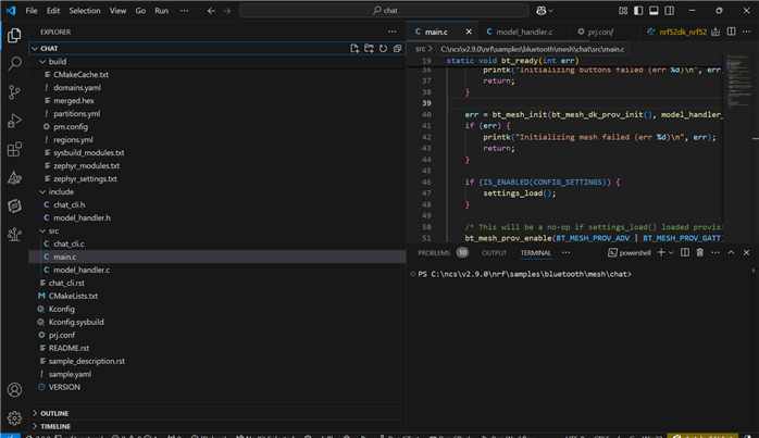 Disable Uart Shell To Use Custom Uart Protocol In Bluetooth Mesh Chat Example In Nrf Connect Sdk