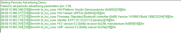 Zephyr Set Periodic Advertising Parameters Err 134 Nordic Qanda Nordic Devzone Nordic Devzone