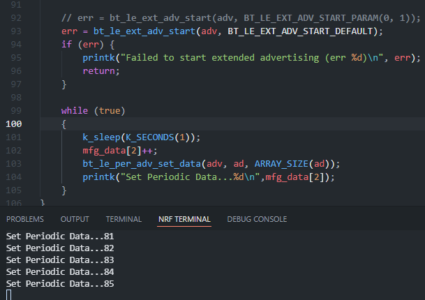 How To Send Continuous Broadcasting Of Different Data In Ncs191 Periodicadv Nordic Qanda