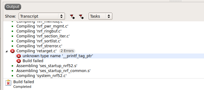 Getting The Error While Building The Example Project Ble App Uart Pca10040 S132 Emproject In
