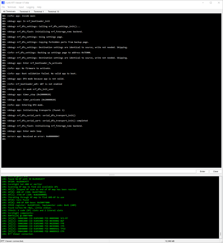 Serial Uart Dfu Example Failture With Received An Error 0x00000004 Message Nordic Qanda