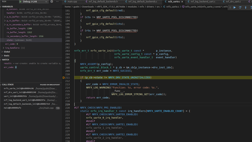 Initialising peripheral fails NRFX_DRV_STATE_UNINITIALIZED and program ...