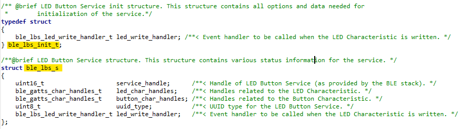 What is different in ble_lbs_init_t and ble_lbs_s - Nordic Q&A - Nordic ...
